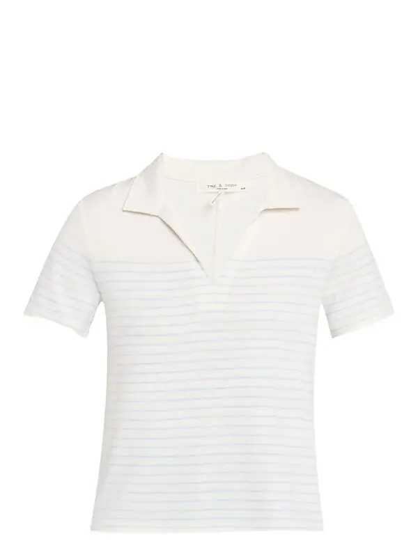 Rag & Bone Stripe Short-sleeve Polo Top - Ivorypale