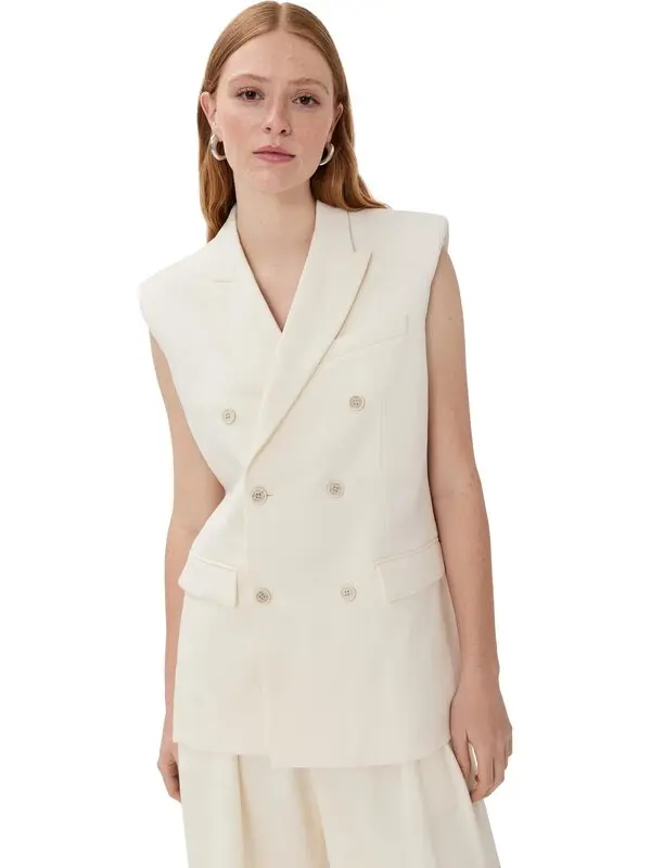 Wardrobe.NYC Double-breasted Suiting Vest - Off White