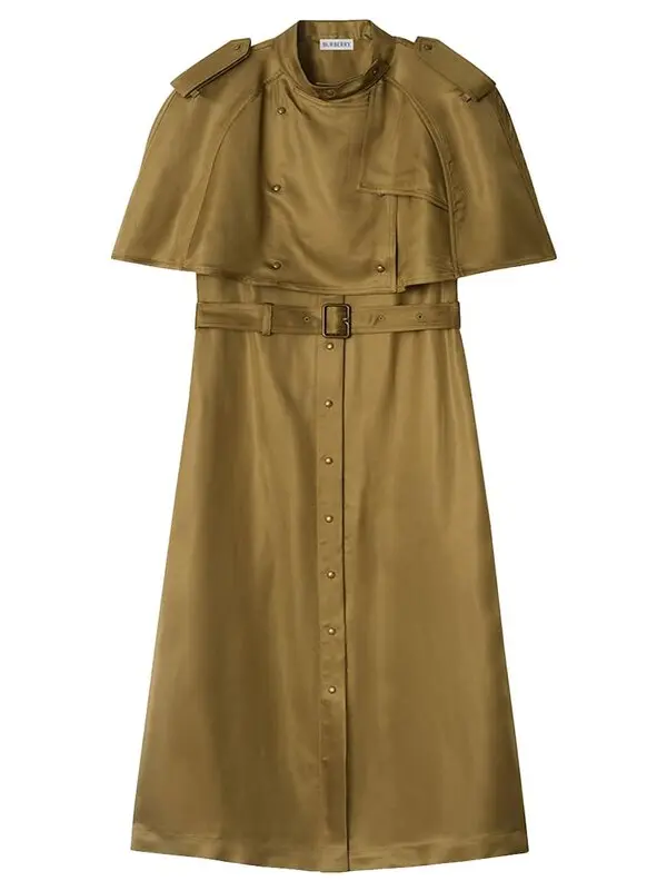 Burberry Belted Cape Viscose Trench Dress - Walrus