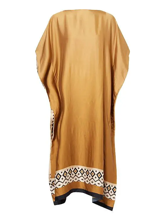 Max Mara Graphic-print Relaxed-fit Satin Kaftan - Beige