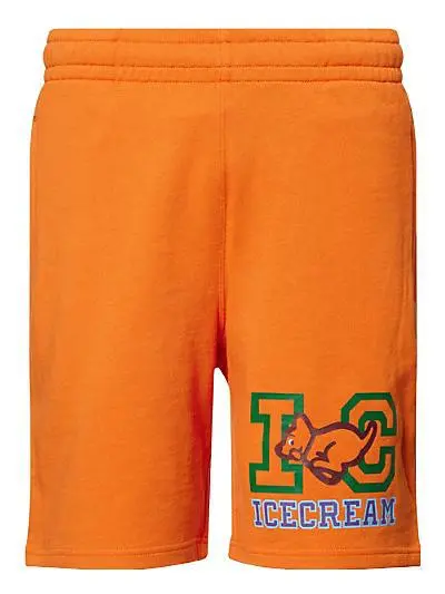 ICECREAM Collegiate Puppy Logo Cotton-jersey Sweat Shorts - Orange