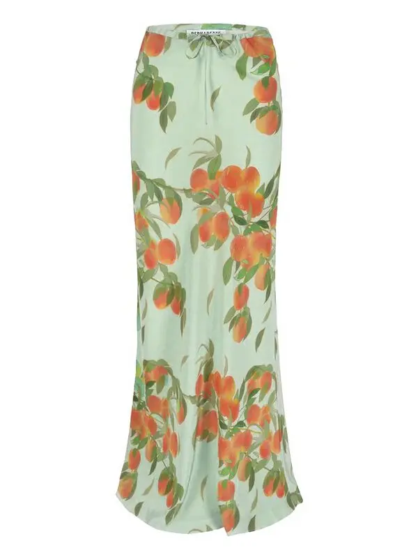 Bernadette Emily Peach Tree Printed Skirt - Peach Tree - Sage Green