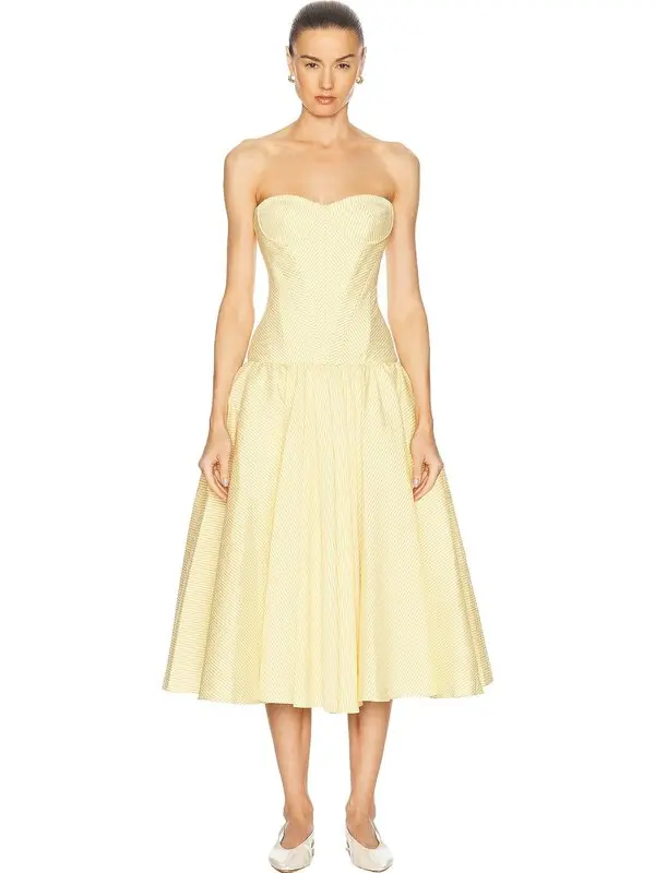 Alexis Summers Fit & Flare Dress - Yellow Stripe