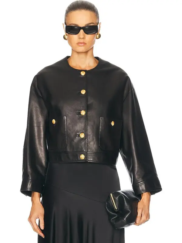 Adam Lippes Nessy Leather Jacket - Black