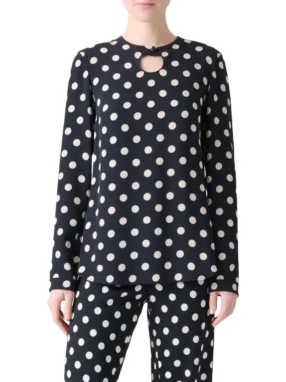 Akris Polka Dot Long Sleeve Top - Black