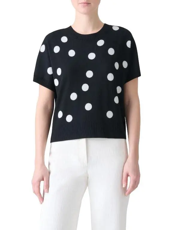Akris Polka Dot Virgin Wool Sweater - Black-cream