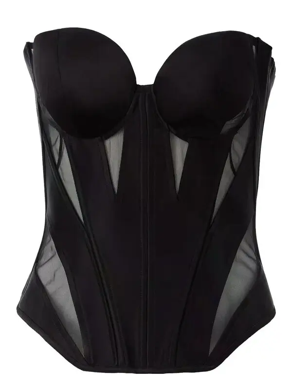 MOOS STUDIO Semi-sheer Bustier - Black