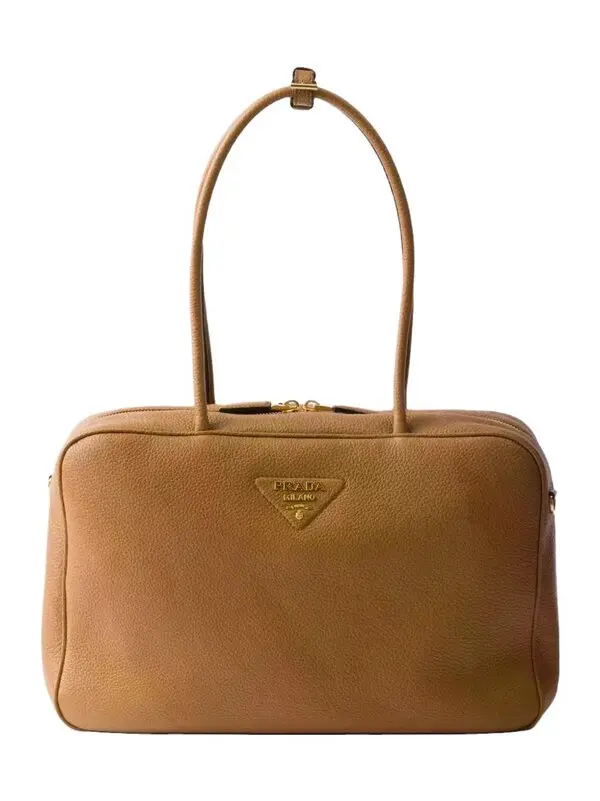 Prada Large Leather Shoulder Bag - Brown