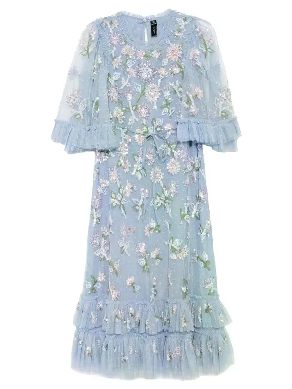 NEEDLE & THREAD Sequin Dandelion Gloss Ballerina Dress - Blue