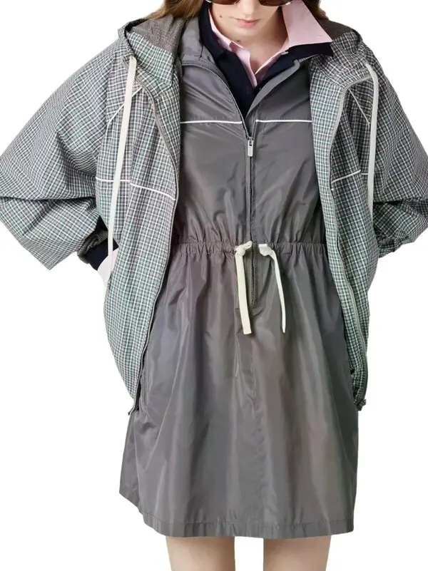Miu Miu Checked Bomber Jacket - Grey