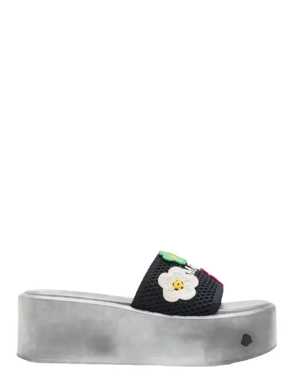 Marc Jacobs Daisy Crochet Platform Slides - Black