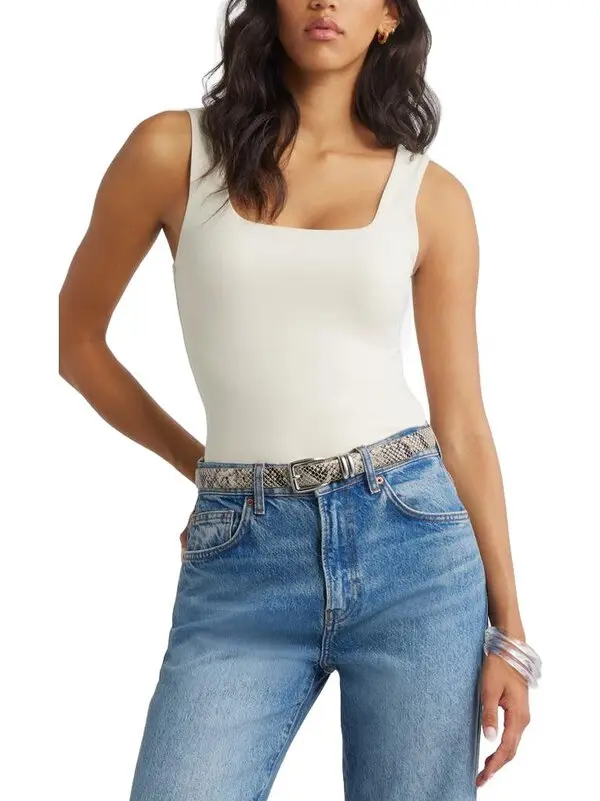 OPEN EDIT Square Neck Tank - Ivory