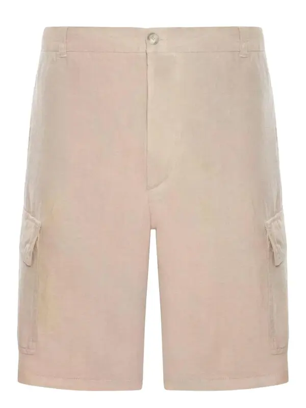 120% Lino Linen Cargo Bermuda Shorts - Neutrals