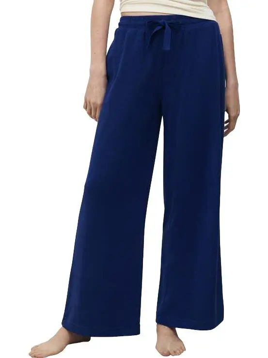 Mango Pull-on Wide Leg Terry Pants - Dark Navy