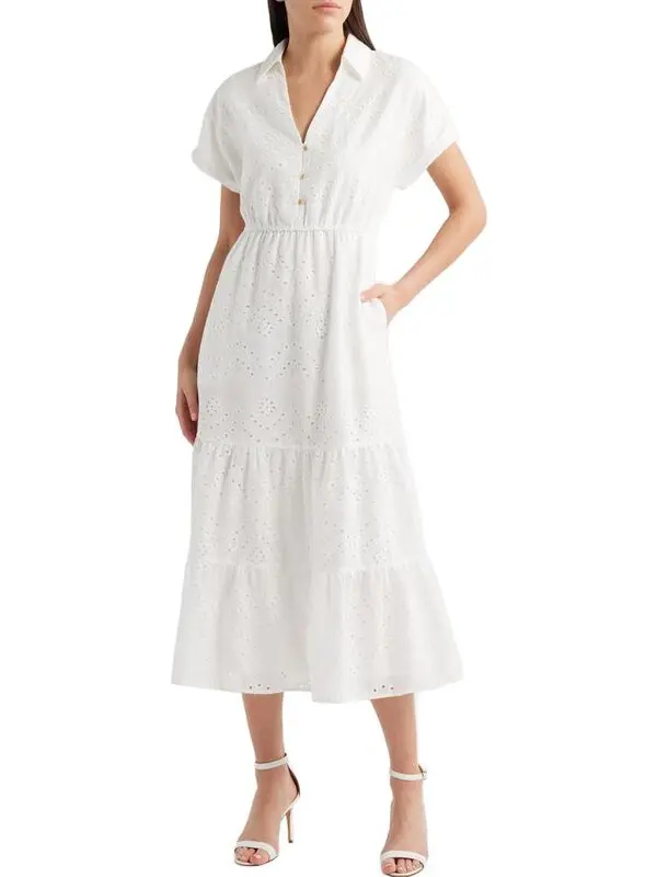 Sam Edelman Eyelet Maxi Shirtdress - White