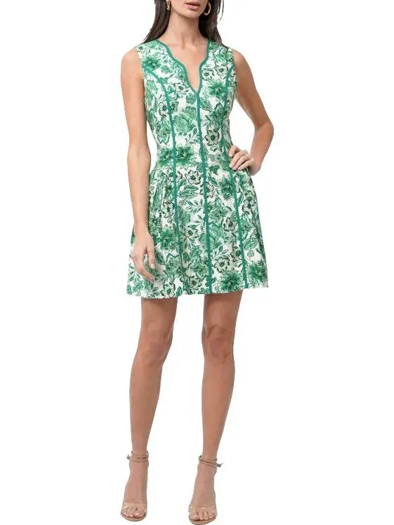 Adelyn Rae Floral Scalloped Dress - Green