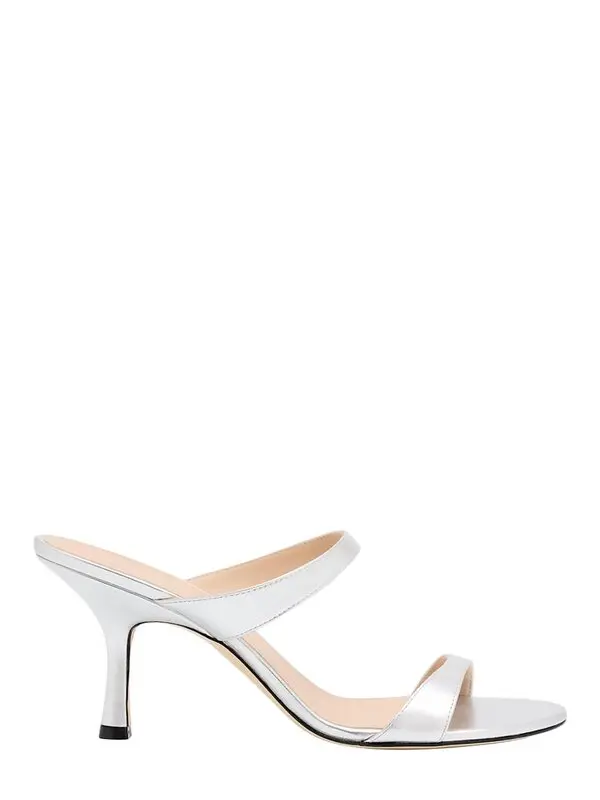 STUART WEITZMAN Nudist Metallic Dual-band Slide Sandals - Silver