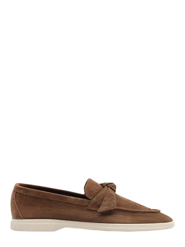 ALEXANDRE BIRMAN Clarita Suede Knotted Loafers - Brown