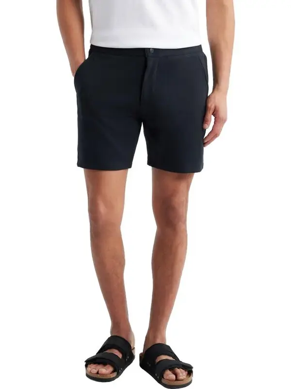 W.R.K Liam Flat Front Knit Shorts - Black