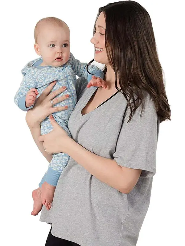 OF AN ORIGIN Nursing & Maternity V-neck Tee - Heather Gray