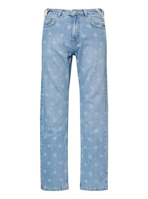 THE COUTURE CLUB Monogram Straight-leg Denim Jeans - Bluewash