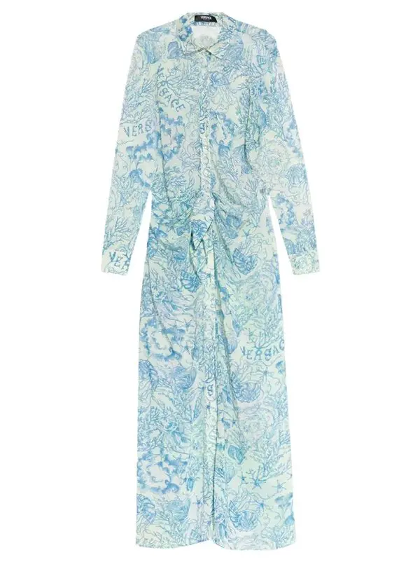 Versace Barocco-print Maxi Dress - Blue
