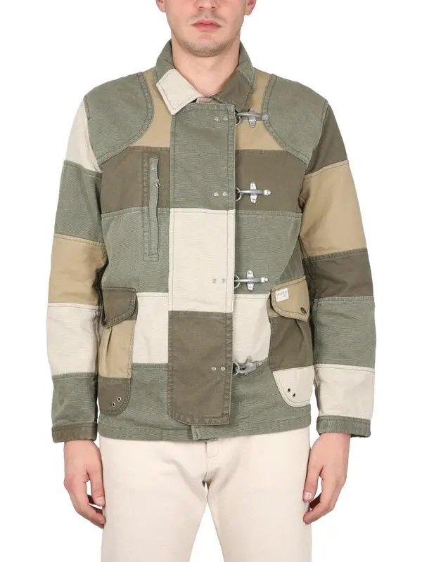 FAY Patchwork Cotton Jacket With Four Hook Closure - Multicolour