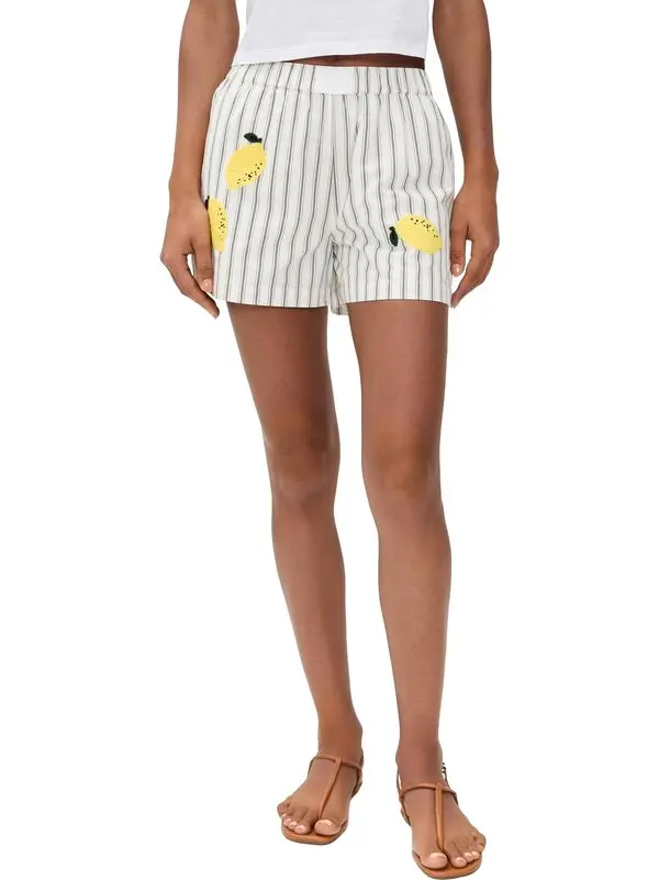 Kule Limon Striped Cotton Shorts - White/black