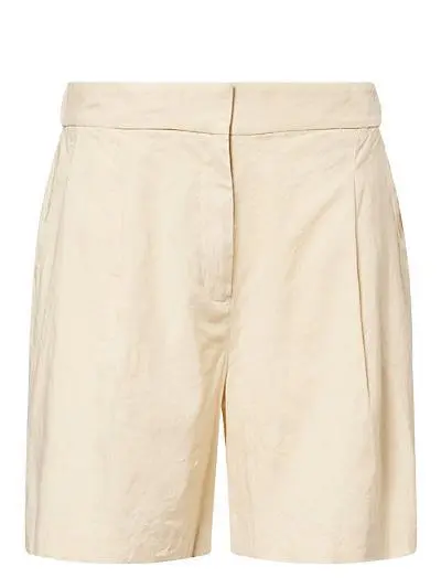 Rag & Bone Leona Pleated Stretch-linen Blend Shorts - Lttan