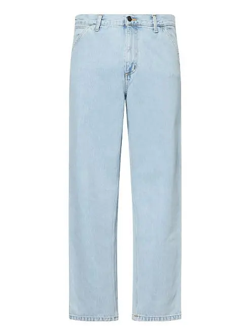 Carhartt Work In Progress Single Knee Brand-patch Denim Jeans - Blue
