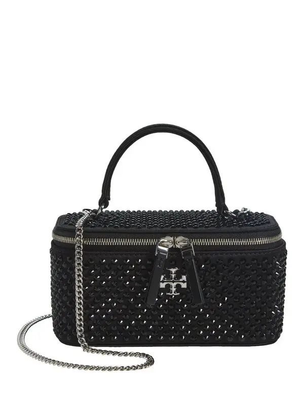 Tory Burch Kira Crystal Embellished Vanity Case - Black