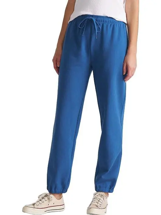 LANDS' END High Rise Fleece Jogger Pants - Vintage Twilight Blue