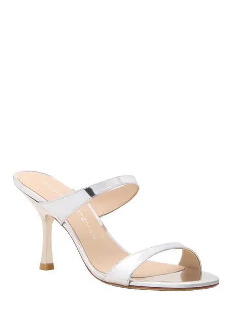 STUART WEITZMAN Nudist Metallic Slide Sandal - Silver