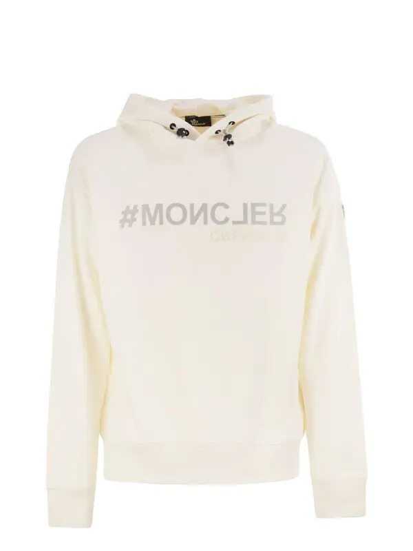 Moncler Cotton Fleece Logo Hoodie - Beige