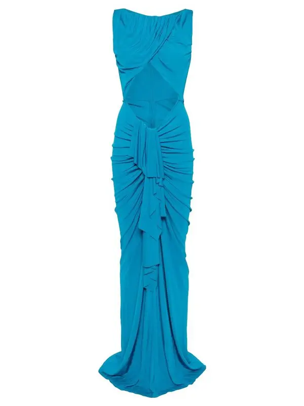 Christopher Esber Bateau Draped Gown - Blue