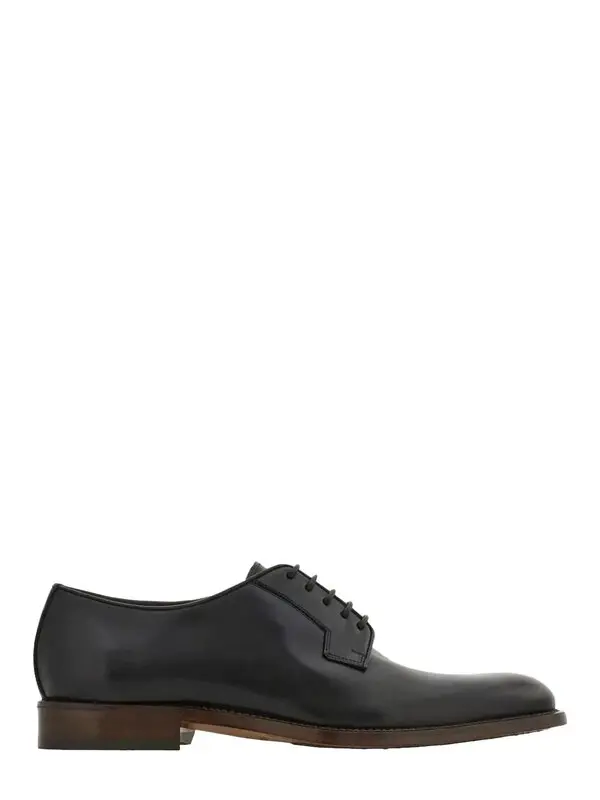 FERRAGAMO Polished Leather Derby Shoes - Black