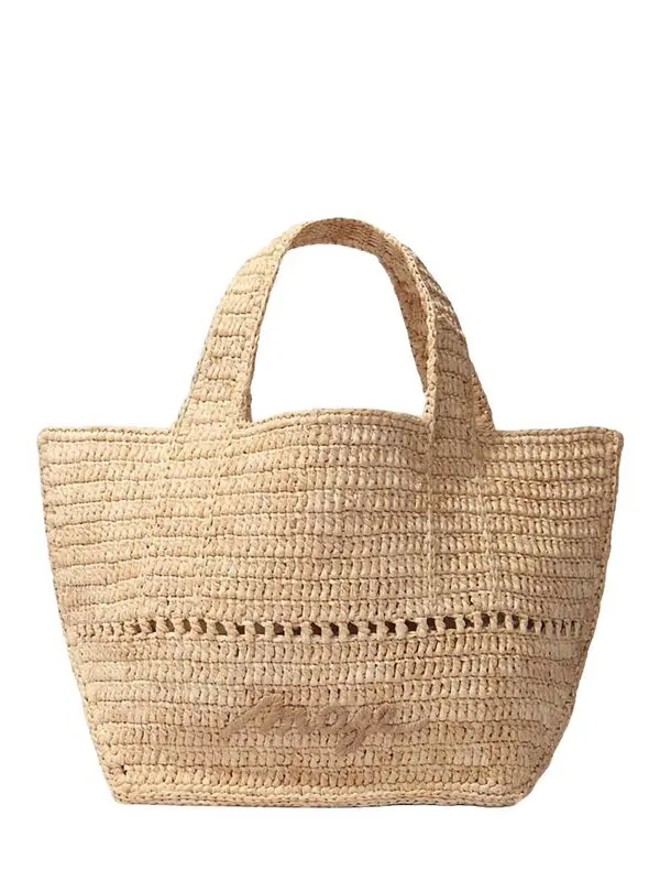 Maje Crocheted Raffia Mini Tote - Beige