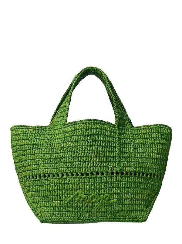 Maje Crocheted Raffia Mini Tote - Green