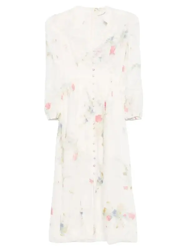Zimmermann Lucky Midi Dress - Neutrals