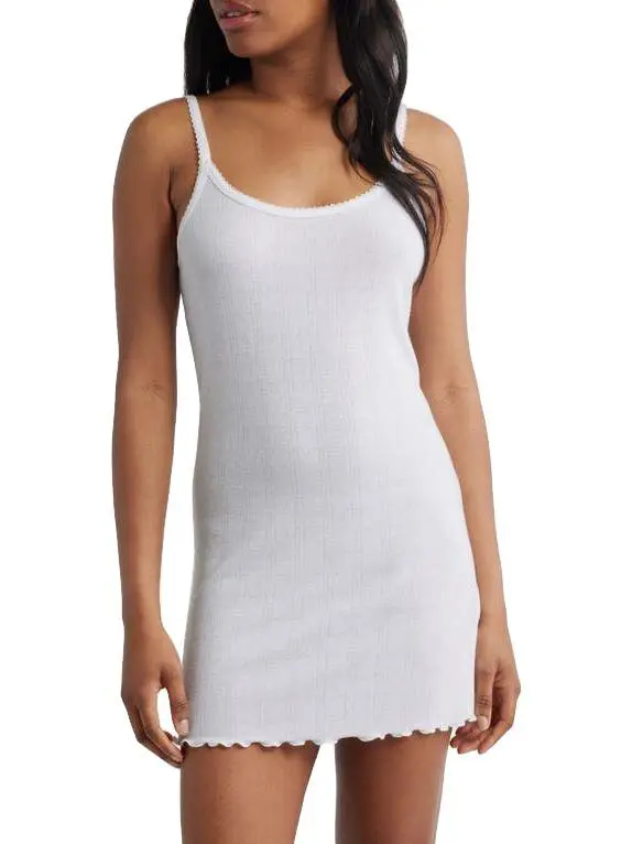 OPEN EDIT Pointelle Knit Chemise - White