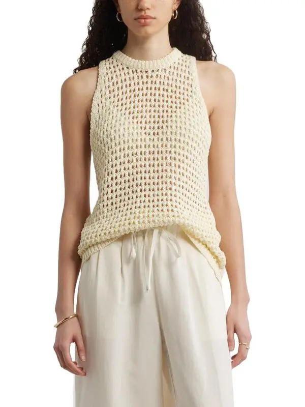Nordstrom Open Knit Sleeveless Sweater - Yellow Pale