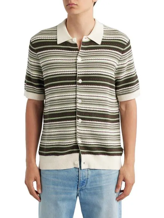 Nn07 Nolan 6686 Polo Cardigan - Green Stripe