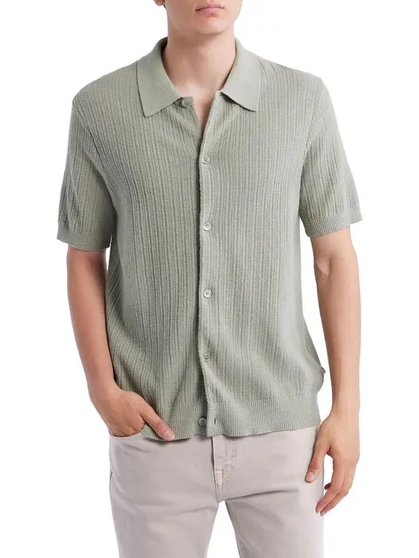 Nn07 Nolan 6695 Organic Cotton Polo Cardigan - Sage Green