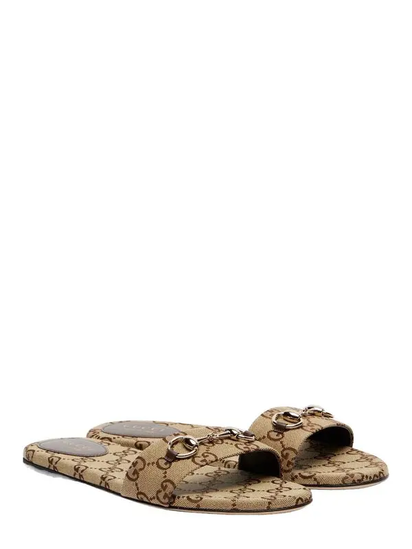 Gucci Horsebit Gg Canvas Slides - Multicoloured