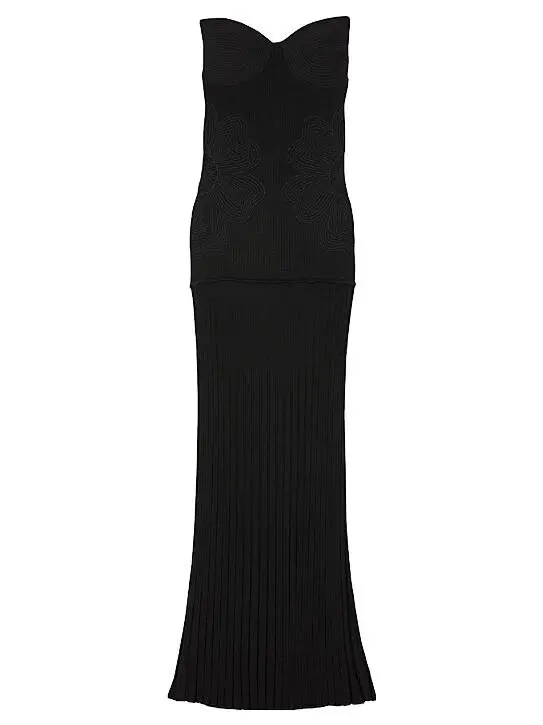 Sandro Strapless Sweetheart-neck Knitted Maxi Dress - Noir / Gris