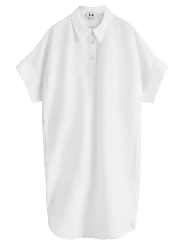 Cos Rounded Linen-cotton Shirt Dress - White