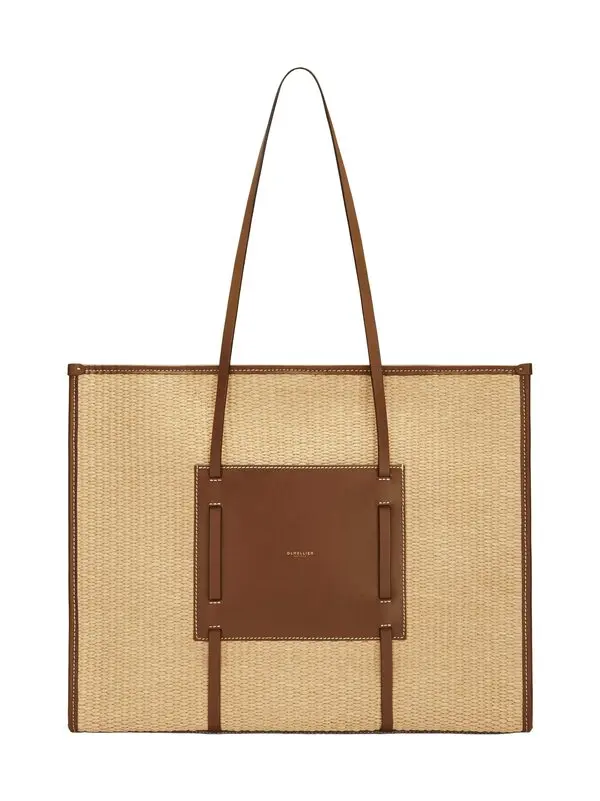 DEMELLIER Capri Raffia Tote - Warm Raffia Tan Smooth Ecru Stitching
