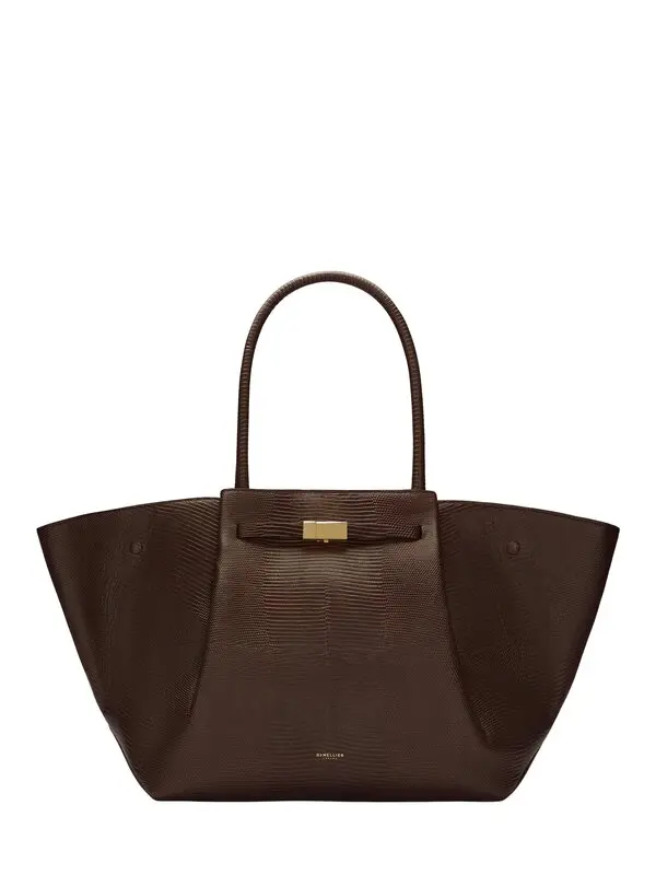 DEMELLIER The New York Tote Bag - Espresso Lizard Effect