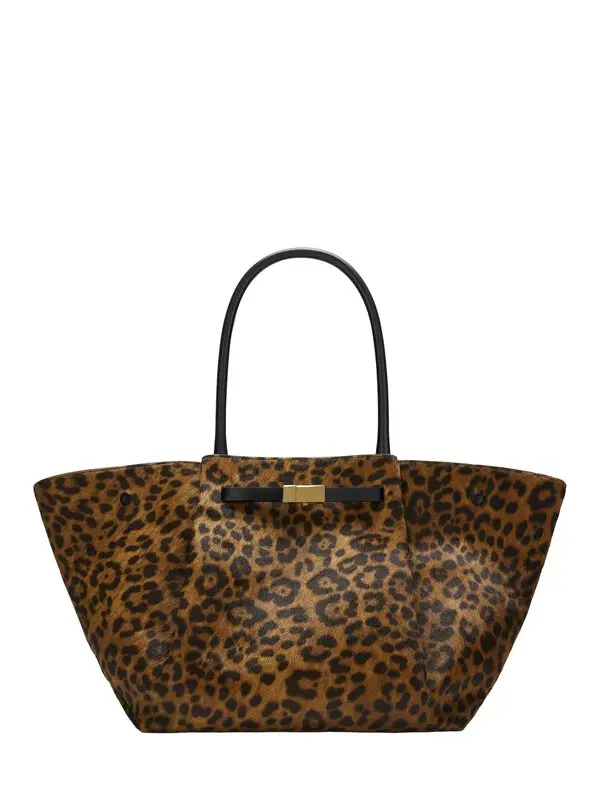 DEMELLIER The New York Tote Bag - Leopard-effect Calf Hair & Black Smooth