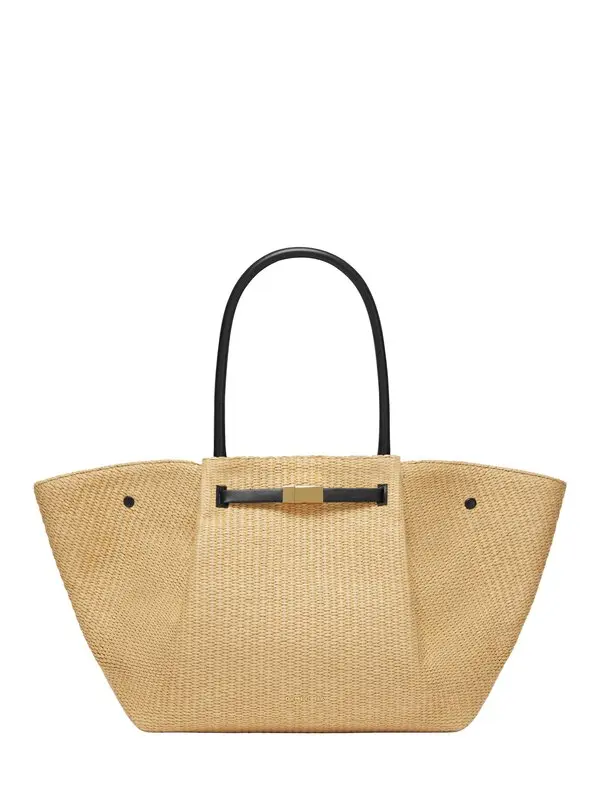 DEMELLIER The New York Tote Bag - Warm Raffia Black Smooth